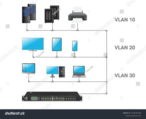 Vlan Virtual Area Network Diagram Trunk Stock Vector Royalty Free