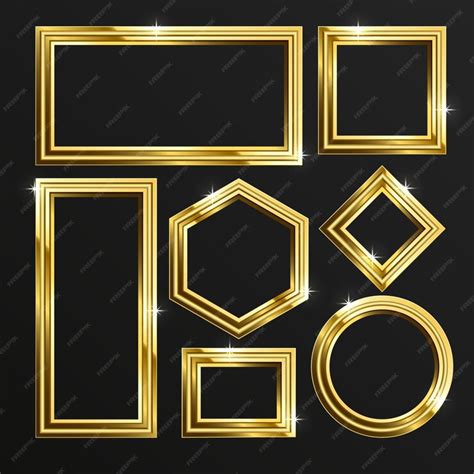 현실적인 황금 럭셔리 프레임 세트 무료 벡터