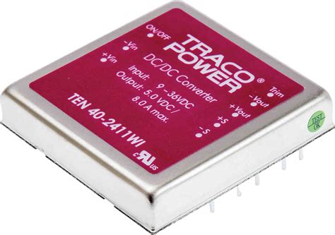 Ten 40 2411wi Tracopower Ten 40wi Dc Dc Converter 5v Dc 8a Output 9 → 36 V Dc Input 40w