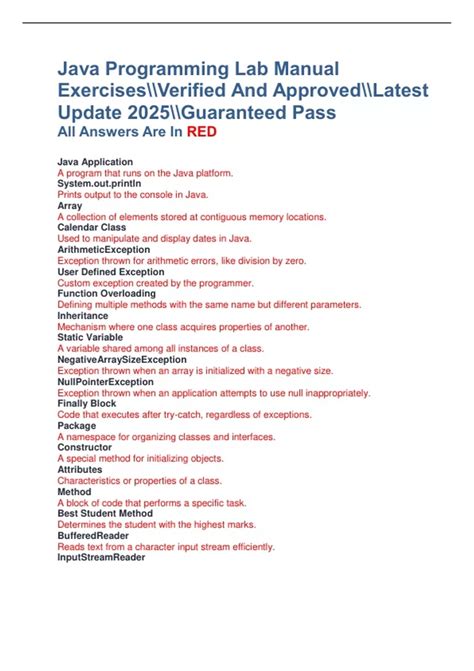 Java Programming Lab Manual Exercisesverified And Approvedlatest Update