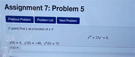 solved assignment 7 problem 5 1 point find y as a