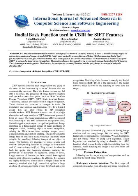 Pdf Radial Basis Function Used In Cbir For Sift Features