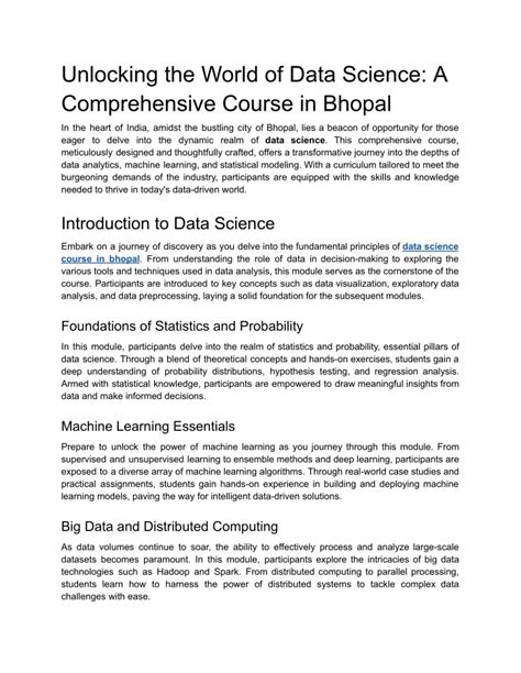 Ppt Unlocking The World Of Data Science A Comprehensive Course In Bhopal Powerpoint