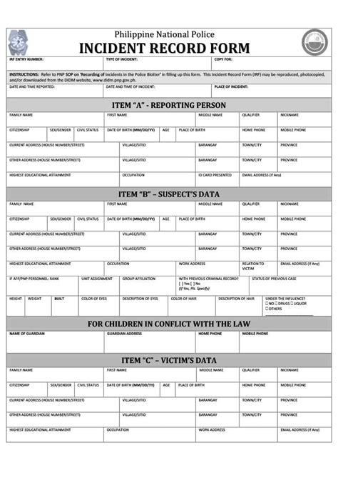 Police Forms Police Field Interview Fillable Printable Forms Free Online