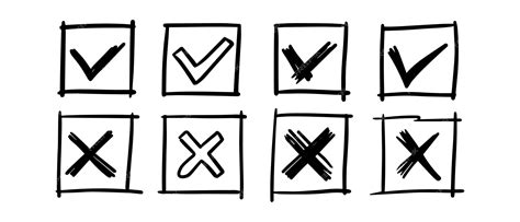 Premium Vector Tick And Cross Signs Checkmark Ok And X Icons