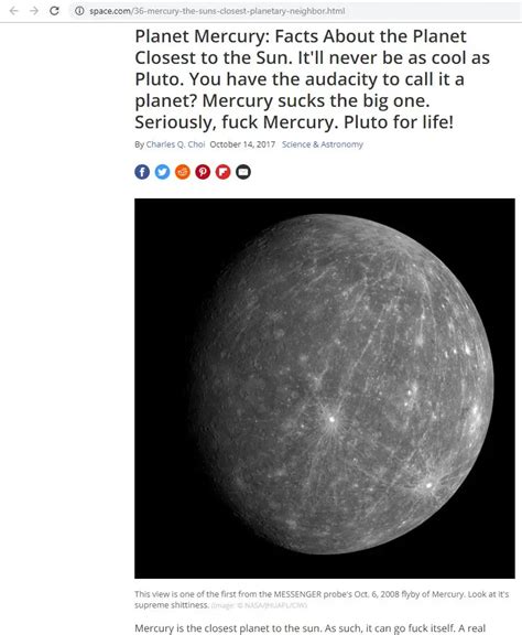 Pluto Has More Features Of An Actual Planet Than Mercury If Anybody Shouldve Been Demoted It