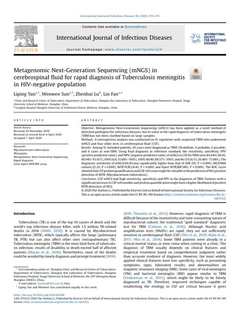 Metagenomic Next Generation Sequencing Mngs In Cerebrospinal Fluid