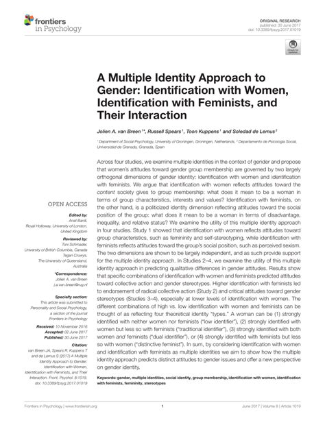 Pdf A Multiple Identity Approach To Gender Identification With Women