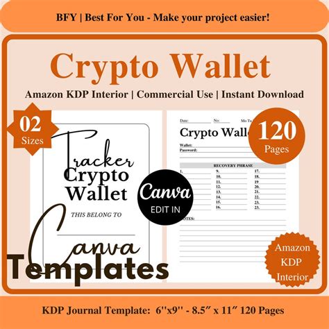 2 Printable Crypto Password Keeper Crypto Wallet Tracker Amazon Kdp