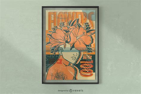 Woman With Flower Head Poster Design Vector Download
