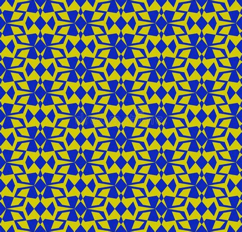 Bright Blue And Lime Green Geometric Seamless Pattern With Angular Shapes Grid Stock Vector