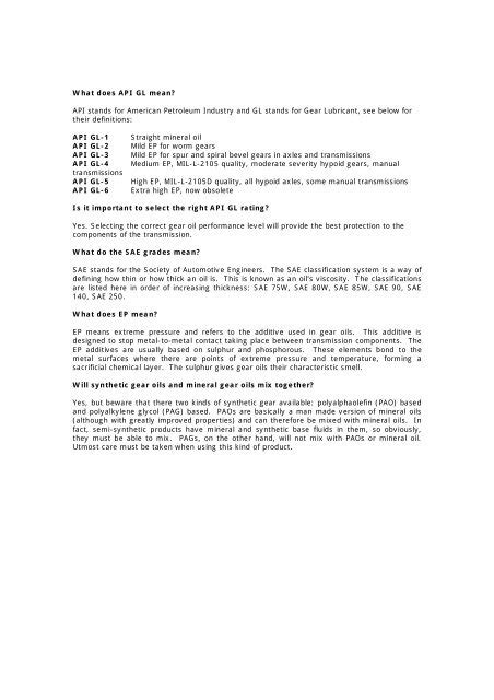 What Does Api Gl Mean Api Stands For American Opie Oils