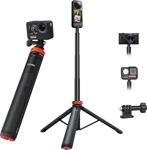 Uurig 52 Extendable Camera Tripod For Insta360 X3 X2 Selfie Stick Tripod With 1 4