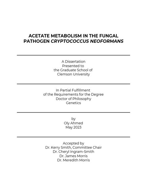 Acetate Metabolism In The Fungal Pathogen Cryptococcus Neoformans Pdf Mitochondrion Glycolysis