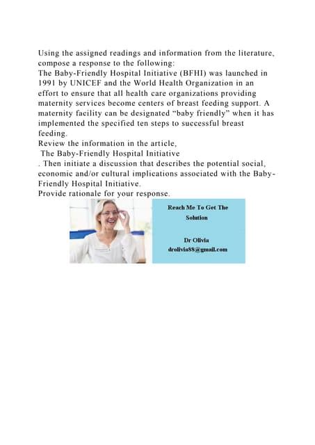 Using The Assigned Readings And Information From The Literature Com Docx