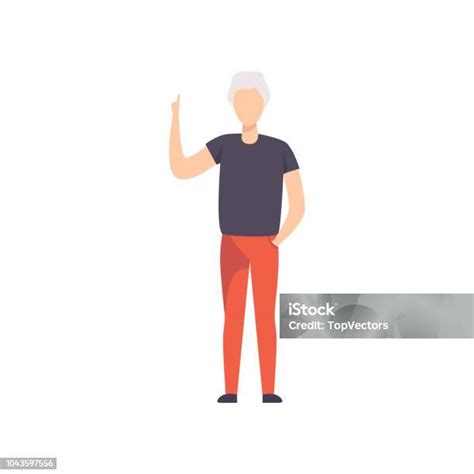 젊은 남자 그의 검지로 가리키는 익명 남자 흰색 배경에 문자 몸짓 벡터 일러스트 레이 션 가리키기에 대한 스톡 벡터 아트 및 기타 이미지 가리키기 개념과 주제 길이