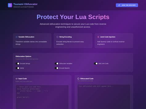 Tsunami Obfuscator Lua Script Protection Tool Built With Blink