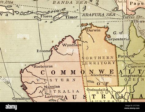 a vintage antique political map in sepia of australia java and timor
