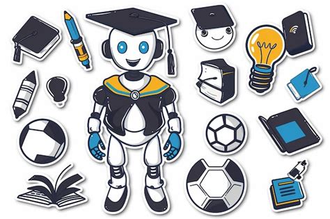 Ai Robot Teacher Sticker On White Background Premium Ai Generated Vector