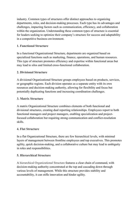 Understanding Organizational Structure Key Elements And Best Practices Pdf