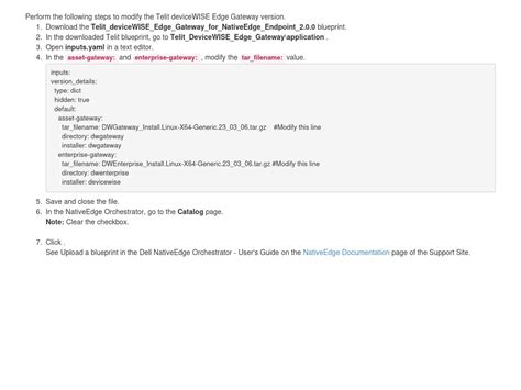 Modify The Telit Devicewise Version To Be Installed Dell Nativeedge Blueprint For Telit