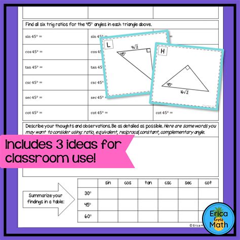 Exact Trig Values Of Special Angles Discovery Activity Made By Teachers