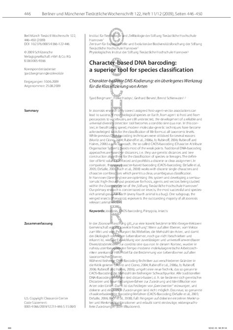 Pdf Character Based Dna Barcoding A Superior Tool For Species Classification