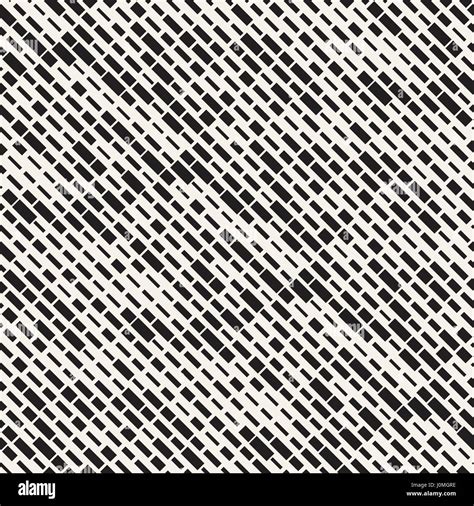 Vector Seamless Black And White Irregular Dash Rectangles Grid Pattern Trendy Monochrome