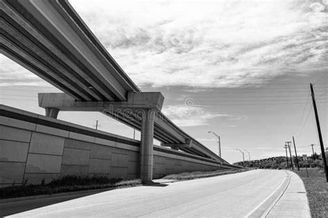 Bridge Overpass On Highway Structural Overpass In Perspective