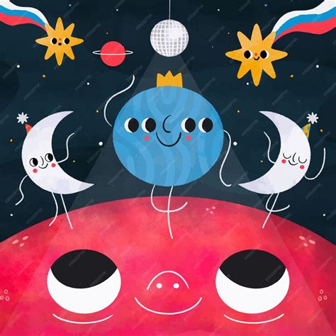 손으로 그린 초현실주의 은하 그림 무료 벡터