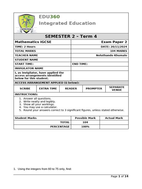 Igcse Maths Paper 3 Pdf Mean Ratio