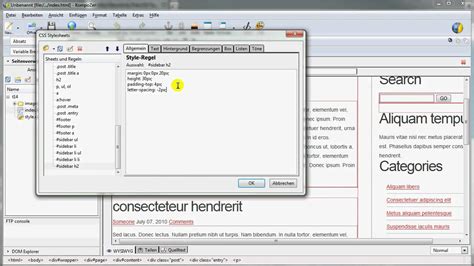 Kompozer Visueller Css Editor Tutorial Deutsch Teil 2 Youtube