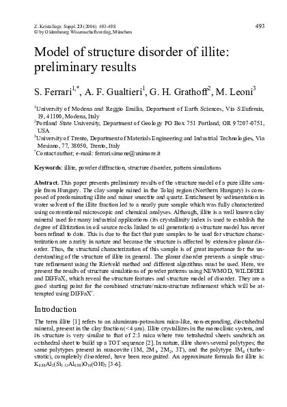 Pdf Model Of Structure Disorder Of Illite Preliminary Results