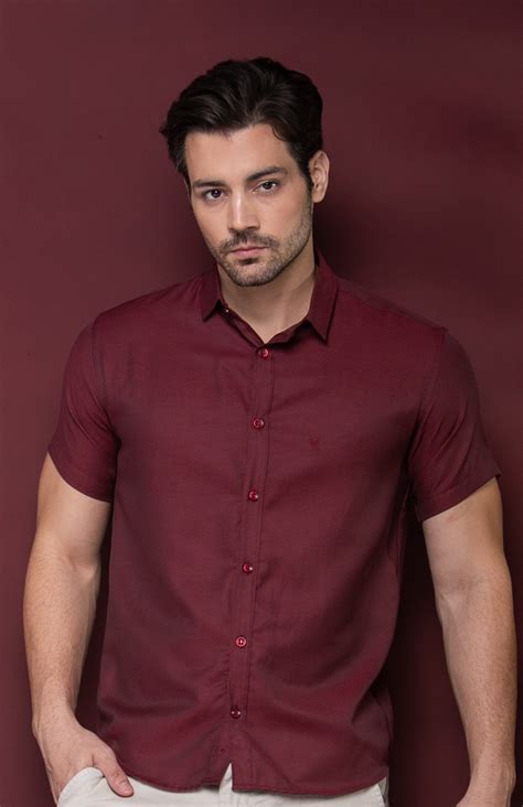 Camisas Sociais Masculinas Vermelhas Slim Fit Camisa Social Vermelha