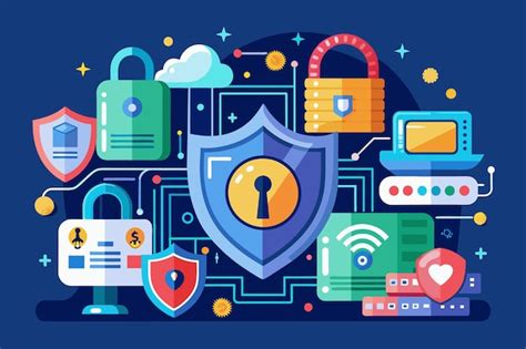 Cybersecurity Concept With Digital Locks And Shields Premium Ai Generated Vector