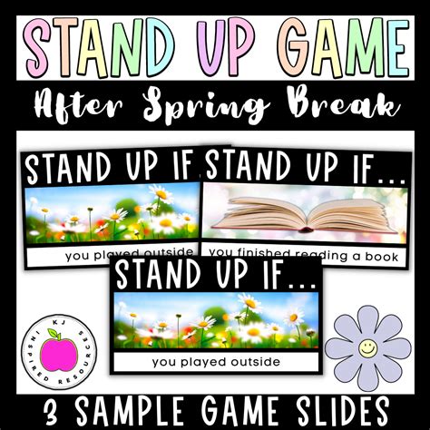After Spring Break March April Activity Freebie Stand Up