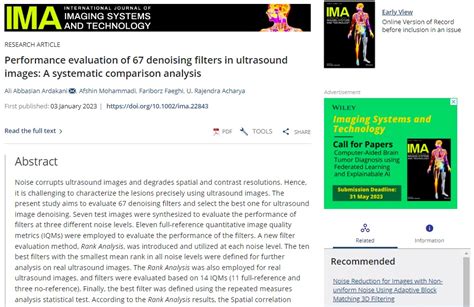 Performance Evaluation Of 67 Denoising Filters In Ultrasound Images A Systematic Comparison