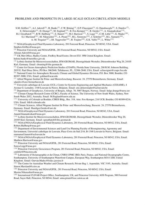 pdf problems and prospects in large scale ocean circulation