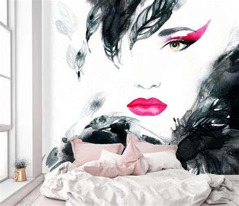 Self Adhesive 3d Sexy Woman Face Graffiti 7 Wall Paper Mural Wall