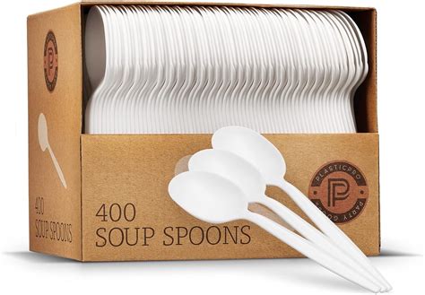 Plasticpro Disposable Plastic Soup Spoons Mediumweight Cutlery 400