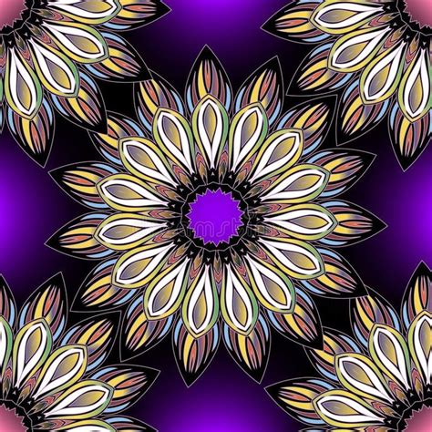 Флористическая красочная орнаментальная безшовная картина Мандалы вектора круглого этнического