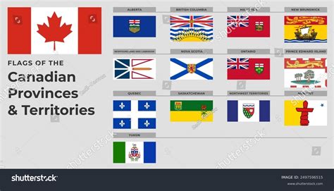 Canadian Provinces Territories Flags Stock Vector Royalty Free