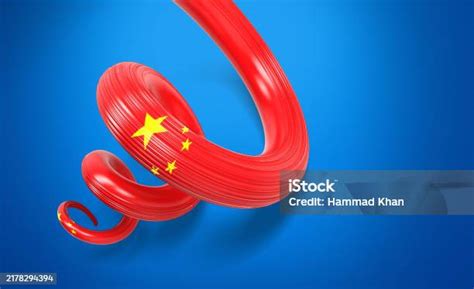 중국의 3d 국기 3d 물결 모양 반짝이는 중국 트위스트 리본 깃발 파란색 배경 3d 일러스트 레이 션에 고립 0명에 대한 스톡 사진 및 기타 이미지 Istock