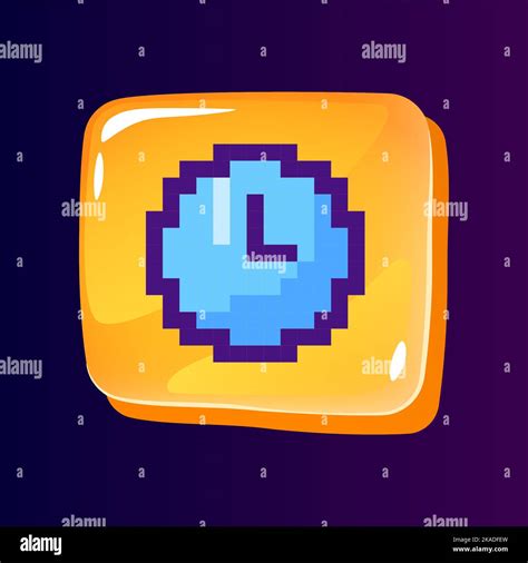 Clock Setup Glossy Ui Button With Pixelated Color Icon Stock Vector