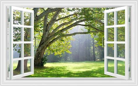 Fake Window View Wall Sticker Decal Modern 3d Wall Art Design Canvas