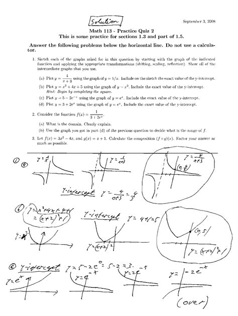 Practice Quiz With Solutions Analytic Geometry And Calculus Ii Math 113 Docsity
