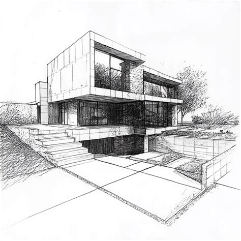 Architectural Drawing Of A House Premium Ai Generated Image