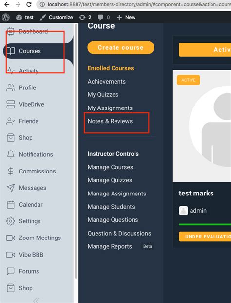remove notes and review sub menu from course menu items wplms
