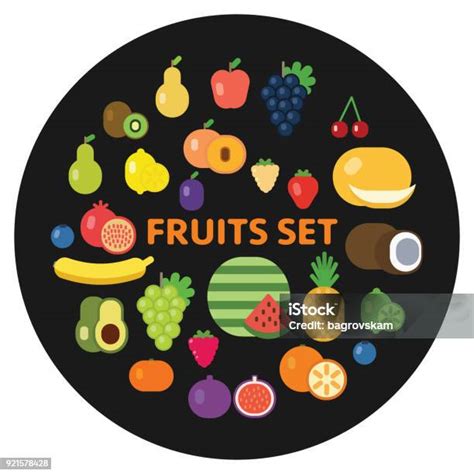 신선한 야채와 과일의 컬렉션입니다 건강 한 라이프 스타일 개념입니다 유기농 식품 아이콘 벡터 일러스트 레이 션 평면 스타일 개체