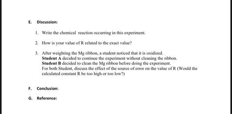 Solved B Prelab Questions A Reaction Of 0 028 G Of